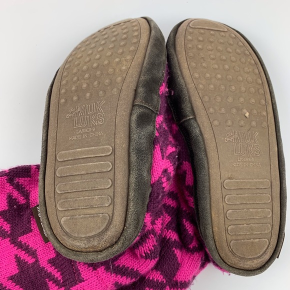 Muk Luks | Shoes | Mukluks Tall Pink Houndstooth Slipper Boots Sz L ...
